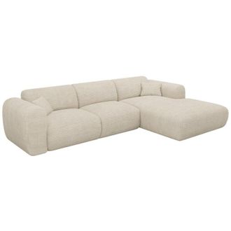 Vente-Unique Vente-Unique - Canap&eacute; dangle droit 5 places en velours c&ocirc;tel&eacute; beige - Structure bois robuste - Garnissage haute r&eacute;silience - Fabrication europ&eacute;enne