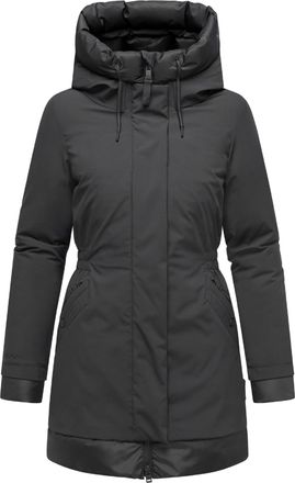 Navahoo Damen Wintermantel warmer Parka mit magnetischer Abdeckleiste und verstellbarer Kapuze Winterprinzessin 14 Anthracite Gr. XL
