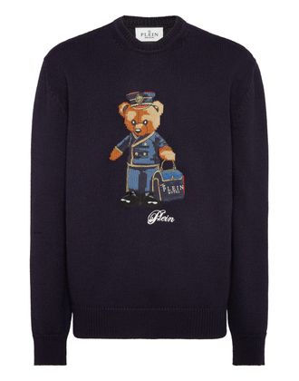 Philipp Plein Rundhalspullover mit Love-Schriftzug - Dunkelblau