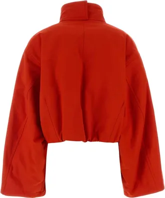 Alaia Womens Red Cotton Bomber Jacket Orangesanguine Giubbini