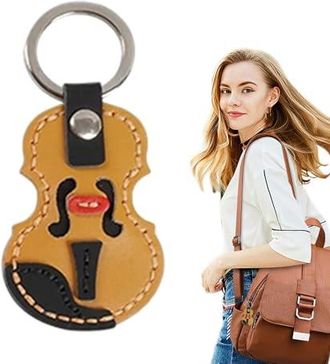 Generic Porte-cl&eacute;s en cuir vintage - Kit multi-usage pour cr&eacute;ation de porte-cl&eacute;s pour violon, porte-cl&eacute;s pour sac &agrave; main tendance | porte-cl&eacute;s avec pendentif 