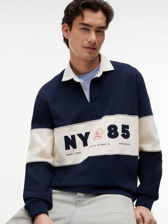 Tommy Jeans Langarm-Poloshirt RELAX PANEL RUGBY Relaxed fit mit Polokragen