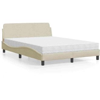 vidaXL Lit avec matelas crème 120x200 cm tissu Vidaxl