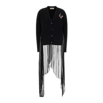 Blumarine Femme, Pulls, Noir, Taille: 40 FR Viscose Blend Cardigan