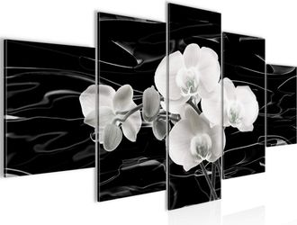 Runa Art Wandbilder Blumen Orchidee 5 Teilig Bild auf Vlies Leinwand Deko Wohnzimmer Abstrakt Schwarz Weiss 203252a