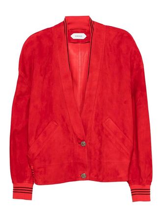 Versace Manteau En Cuir - Rouge