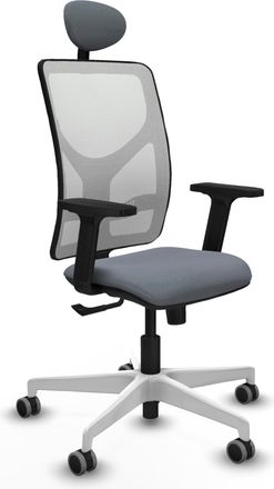 Piqueras y Crespo Schreibtischstuhl, grau und wei&szlig;, mit 2D-Armlehnen, h&ouml;henverstellbare Lendenwirbelst&uuml;tze und festes Kopfteil, ausgestattet mit 3 Positionen und Schnei