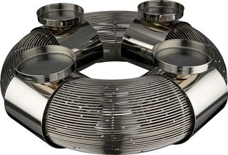 Gilde Adventskranz - 4 flammiger Kerzen Leuchter - Adventsdeko aus Edelstahl - für 4 Kerzen - Farbe: Silber - Ø 37 cm