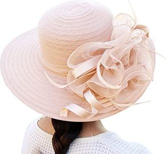 Generic Printemps Entrelac&eacute; Chapeau de Protection Solaire Fleur Temp&eacute;rament Robe de Mari&eacute;e Chapeau de Soleil D&ocirc;me Grand Chapeau &agrave; Bord pour Chapeau Tropical E