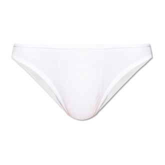 Diesel Femme, Sous-v&ecirc;tements, Blanc, Taille: 36 FR Culottes c&ocirc;tel&eacute;es avec plaque ovale D
