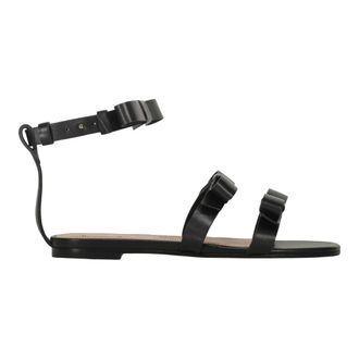 Red Valentino Sandale plate &agrave; brides ajustables - Femme - Chaussures - Noir - Taille: 37 1/2 EU