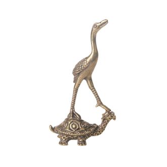 Holibanna Retro Messing Schildkr&ouml;te Reiher Figur Skulptur Vintage Tierdeko F&uuml;r Schreibtisch Wohnzimmer Desktop Ornament Langlebig Stabile Basis