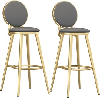 Generic Barhocker aus Kunstleder, K&uuml;chenst&uuml;hle, hohe Barhocker mit R&uuml;ckenlehne, Eisengestell, 66/76 cm Sitzh&ouml;he, einfache Montage, runder Tresenhocker