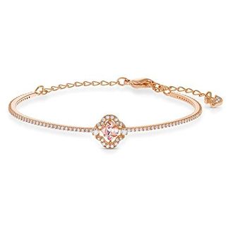 Swarovski Bracelet-jonc Una, Trèfle à quatre feuilles, Rose, Placage de ton or rosé