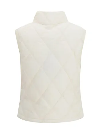Burberry Womens Cheswick Padded Sleeveless Gilet Tundra White Polyester Down Jackets Coat