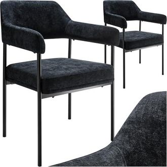 TecTake Lot de 2 Chaises de Salle à Manger rembourrées Modernes Chaise Tissu Fauteuil Salon Chaise Scandinave Pieds en Acier Élégant avec Accoudoirs pour Coif