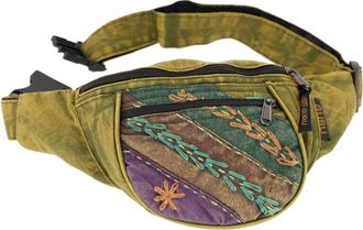 Guru Shop Bestickte Ethno Sidebag, Nepal G&uuml;rteltasche - Lemon, Unisex - Erwachsene, Baumwolle, 15x20x8 cm