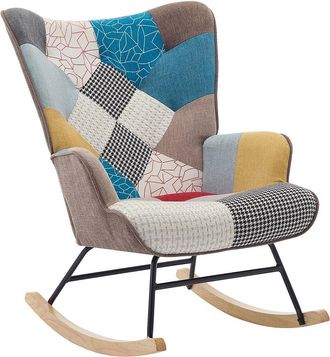 Vente-Unique Schaukelsessel - melierter Stoff - Patchwork - Mehrfarbig - ELMINA II