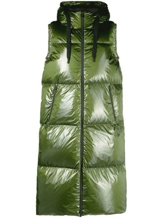 Herno gilet long Laminar matelass&eacute; &agrave; fini brillant - Vert
