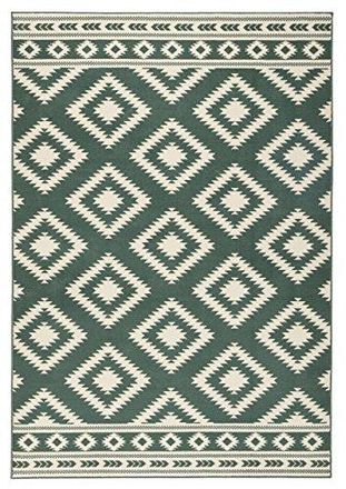 Hanse Home Kurzflor Teppich Ethno Grün Creme, 80x200 cm