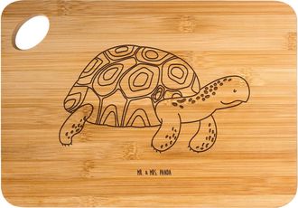 Mr. & Mrs. Panda Bambus - Schneidebrett Schildkr&ouml;te Marschieren - Geschenk, Servierbrett, Meerestiere, Holzbrettchen, Holz Bretter, Holzbrett
