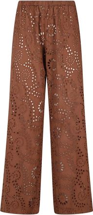 MC2 Saint Barth Femme, Pantalons, Brun, Taille: 36 FR Pantalon Floral Marron en Coton D&eacute;coup&eacute;
