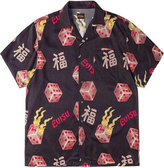 Evisu Homme, Chemises, Noir, Taille: L Chemise de camp imprim&eacute;e int&eacute;grale