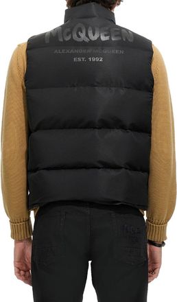 Alexander McQueen Graffiti Logo Print Down Vest - Black