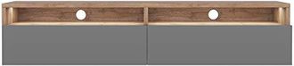 Selsey REDNAW - TV-Schrank/modernes TV-Board f&uuml;r Wohnzimmer, stehend/h&auml;ngend, 140 cm breit (Wotan Eiche Matt/Grau Hochglanz mit LED)
