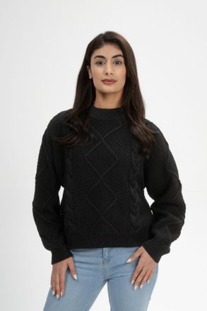 Mela Damen vegan Zopfstrickpullover Samaira Schwarz