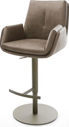 DELIFE Barstuhl Clea-Flex Mikrofaser Taupe Vintage Drehfu&szlig; h&ouml;henverstellbar Metall Titanfarben, Barst&uuml;hle