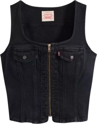 Levi's Femme, Tops, Noir, Taille: 36 FR Gilet z zamkiem vintage