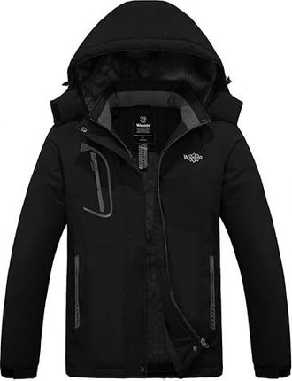 Wantdo Femme Blouson de Ski Hiver Imperm&eacute;able Veste Isolant Chaude Veste de Sport Voyage avec Capuche Amovible Veste de Snowboard Parka Montagne Noir L