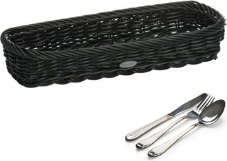 Westmark Besteck-Korb, geeignet für Hotel und Gastronomie, Rechteckig, ca. 28 x 11 x 5 cm, Synthetikfaser, Saleen-Edition, Schwarz, 02016919101