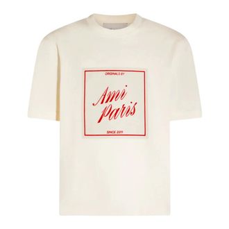 Ami Femme, Tops, Blanc, Taille: 40 FR De Coeur Embossed T-shirt