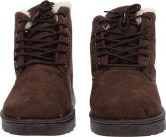 BESTONZON Beavorty Bottes Chaudes en Coton pour Femmes Bottines Courtes &agrave; Lacets Semelle Plate Antid&eacute;rapante Bottes de Neige DExt&eacute;rieur Caf&eacute; Taille 40 Chaussure