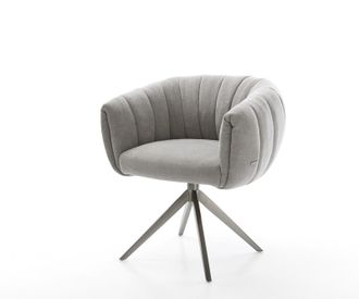 DELIFE Drehstuhl Jada-Flex Strukturstoff Soft Grau Kreuzgestell breit Graphit 360&deg; drehbar Wippfunktion Taschenfederkern, Esszimmerst&uuml;hle