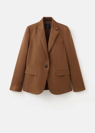 Mango Leinen-Sakko braun - Damen - 32 - MANGO