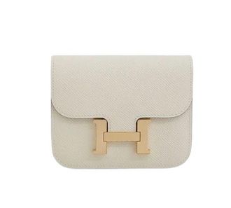 Herm&egrave;s Constance Craie Slim wallet With Rose Gold Hardware