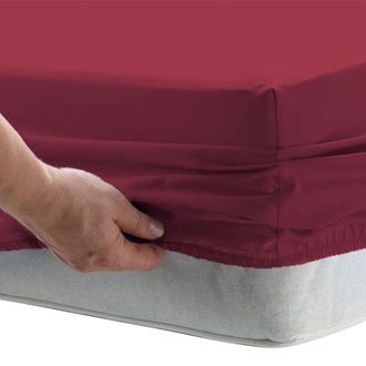 Pizuna Spannbettlaken 140x200 cm-150x200 cm Baumwolle Rio-Rot, 1000 Fadenzahl aus 100% langstapeliger Baumwolle in Satinbindung Dickes Spannbettlaken mit 40 