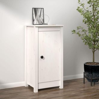 vidaXL Vidaxl - Buffet blanc 39x35x80 cm en bois massif de pin - Grand espace de rangement - Porte ajustable &agrave; gauche ou droite