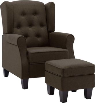 vidaXL Sessel mit Fu&szlig;hocker Braun Stoff vidaXL