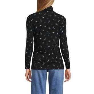 Lands End Rollkragenshirt aus Baumwoll/Modalmix, Damen, Gr&ouml;&szlig;e:40-42 regular, Schwarz, Baumwolle/Elasthan/Baumwolle Modal, by Lands End