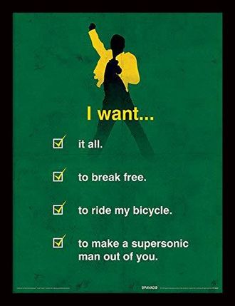 Queen FP12822P-PL Gerahmtes Bild, 34 x 45 cm (I Want Checklist), Mehrfarbig, 34.5 x 45.5 x 1.5 cm