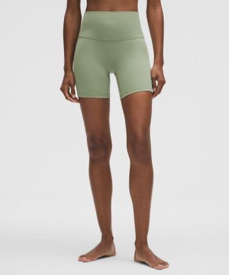 lululemon Align Shorts mit hohem Bund f&uuml;r Frauen - 15 cm - Gr&ouml;&szlig;e 12 in Desert Green