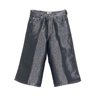 Ganni Femme, Shorts, Noir, Taille: W27 Shiny Weft Denim Shorts