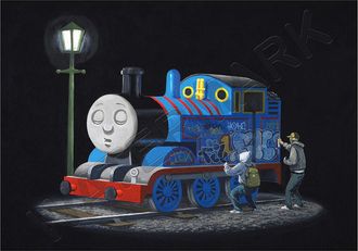 Wee Blue Coo Banksy Thomas Tank Engine Graffiti Street Art 12x16 Framed Art Print F12x11875