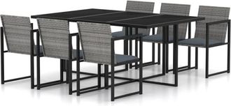 vidaXL Vidaxl - Salon de jardin 7 pcs avec coussins R&eacute;sine tress&eacute;e Gris