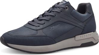s.Oliver Herren Sneaker flach mit Schnürsenkeln Vegan, Blau (Navy), 41 EU