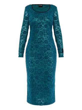 Versace Jeans Couture robe mi-longue en dentelle - Bleu